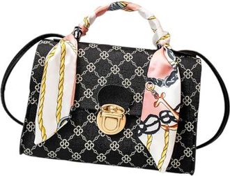 Generic Sacs pour femmes, petits sacs &agrave; bandouli&egrave;re - Sac &agrave; bandouli&egrave;re carr&eacute; avec poign&eacute;e - Sac &agrave; bandouli&egrave;re en cuir PU pour les voyages pour femmes, Noir, 