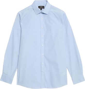 Marks and Spencer B&uuml;gelleichtes Hemd In Normaler Passform Aus Baumwollmischgewebe Herren Hellblau 39/40 cm (UK 15.5In)