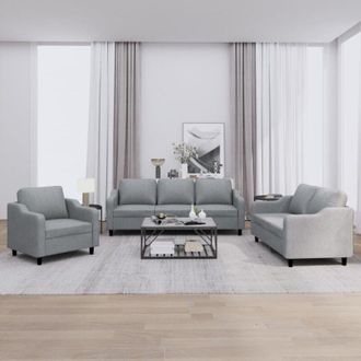 vidaXL Vidaxl - Ensemble de canap&eacute;s 3 pcs avec coussins Gris clair Tissu