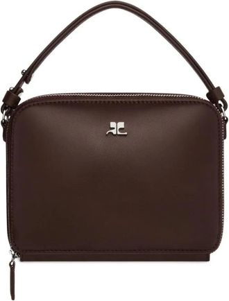 Courrèges Crossbody Bags - Chocolate Brown Calf Leather Courreges Handbag Wit - Gr. unisize - in Braun - für Damen