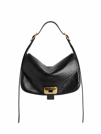 Balenciaga Womens Shoulder Bag Clicca Black Goat Skin