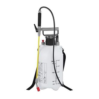 Relaxdays Druckspr&uuml;her, 5 l, Bew&auml;sserung & Pflanzenschutz, verstellbare D&uuml;se & Tragegurt, Pumpspr&uuml;hger&auml;t, wei&szlig;-schwarz