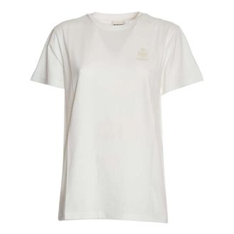Isabel Marant Besticktes Logo Baumwoll T-Shirt - - Tops - Damen - Wei&szlig; - M