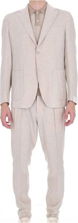 Eleventy Homme, Costumes, Beige, Taille: XL Costume crois&eacute; en lin, laine et soie