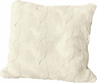 Loberon Kissenh&uuml;lle Arnhem, Zopfmuster in Edler Jacquard-Strickart, Weiche Haptik, Zeitlos Sch&ouml;ne Farbgebung, Kissenbezug, Wohn-Accessoire, Baumwolle, beige