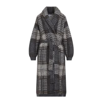 Brunello Cucinelli Macrocheck Cardigan Mantel - - Knitwear - Damen - Grau - L