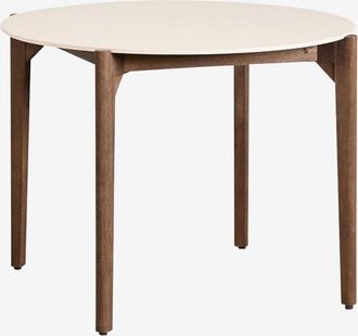 Sklum Sklum - Runder Esstisch &Oslash;100 cm aus Zement und Akazienholz Xajul Akazienbraun dunkel