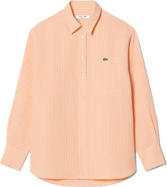 Lacoste Femme, Blouses et Chemises, Rose, Taille: 36 FR Chemise ample en lin m&eacute;lang&eacute;