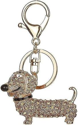 Generic Porte-cl&eacute;s &eacute;l&eacute;gant avec pendentif en forme de teckel mignon et chiot - Accessoires de personnalit&eacute; pour femme et homme - Taille moyenne - Autres pierr