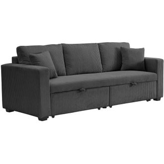 Best Mobilier Cyrus - canap&eacute; droit 3 places convertible en velours c&ocirc;tel&eacute;