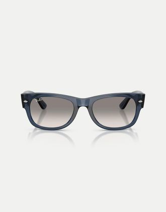 Ray-Ban Mega Wayfarer II - Lunettes de soleil carr&eacute;es &agrave; verres gris - Bleu fonc&eacute; transparent
