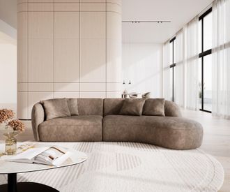 DELIFE Sofa Mairi 330x160 cm Mikrofaser Taupe Vintage, Big Sofas