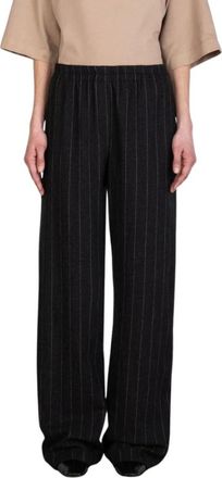 Alysi Femme, Pantalons, Noir, Taille: 44 FR Pantalon Anthracite En Laine Vierge Gessato