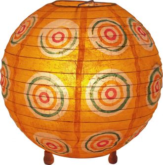 Guru Shop Coronada Round Reispapier Tischlampe Retro - 40 cm Gelb