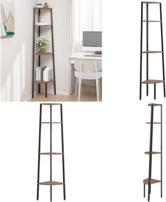 vidaXL Eckregal mit 4 B&ouml;den Dunkelbraun und Schwarz 45,5x31,5x150 cm - Eckregal - B&uuml;cherregal - Regal - Raumsparsamkeit - Stauraum - Home & Living
