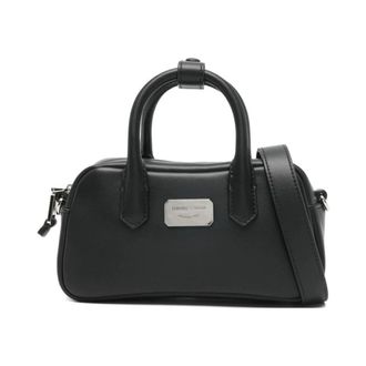 Emporio Armani Femme, Sacs, Noir, Taille: ONE Size Small Leather Bowling Bag