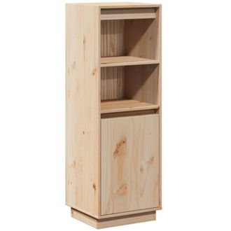 vidaXL Vidaxl - Buffet haut en bois massif de pin 37x34x110 cm - Armoire avec &eacute;tag&egrave;re et compartiment - Pour rangement organis&eacute; et d&eacute;co