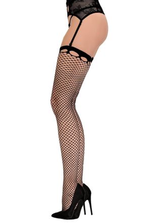 Fiore Netzstr&uuml;mpfe, Schwarz, f&uuml;r Strapsg&uuml;rtel - Damen, Schwarz, 36