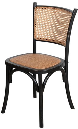 Biscottini International Esszimmerstuhl aus Massivholz Vintage - Thonet Rattan K&uuml;che und Wohnzimmer St&uuml;hle - Gepolsterte St&uuml;hle f&uuml;r drinnen und drau&szlig;en - Schwarzer Flechtstuhl