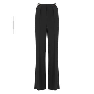 Elisabetta Franchi Femme, Pantalons, Noir, Taille: 34 FR Pantalon en cr&ecirc;pe avec accessoire bijou