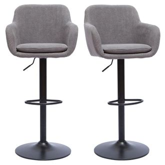 Miliboo Miliboo - Tabourets de bar réglables tissu effet velours gris et métal (lot de 2) amika