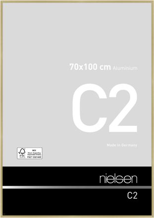 Nielsen Design Bilderrahmen, 70 x 100 cm, Aluminium, Gold matt, Posterrahmen zum Aufhängen im Hoch- & Querformat, Echtglas, C2