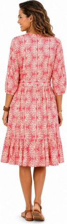 Sublevel Sommerkleid Sommerkleid mit Print und G&uuml;rtel Freizeitkleid 3/4 Arm Kleid Volant