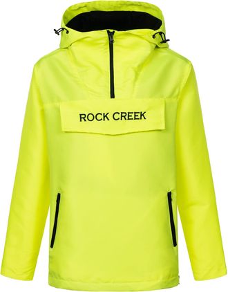 Rock Creek Damen &Uuml;bergangs Jacke Outdoor Jacke Windbreaker &Uuml;bergangsjacke Anorak Kapuze Regenjacke Winterjacke Damenjacke Jacket D-474 Neongelb 2XL