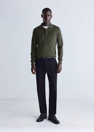 Mango Polo en jersey de maille fine vert fonc&eacute; - Homme - XXL - MANGO MAN