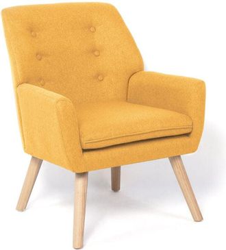 IDMarket Idmarket - Fauteuil scandinave nat en tissu jaune moutarde