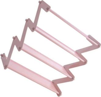 DOITOOL Edelstahl Mehrschichtiges Schuhregal Platzsparend Stapelbar Aufbewahrungsregal f&uuml;r K&uuml;che und Zuhause Rosa Langlebiges Organizer Regal f&uuml;r Schuhe und K