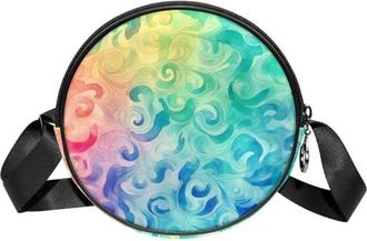 Generic Petit sac &agrave; bandouli&egrave;re circulaire pour femme, petit sac &agrave; bandouli&egrave;re avec fermeture &eacute;clair, bretelles r&eacute;glables, sac &agrave; main rond d&eacute;contract&eacute; pour fe