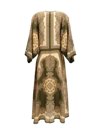 Zimmermann Womens Mahon Tunic Dress Olive Paisley Silk