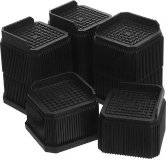 Cabilock 4 St&uuml;ck M&ouml;belf&uuml;&szlig;e zur H&ouml;henverl&auml;ngerung 9,5cm Stapelbare M&ouml;belbeinerh&ouml;hung f&uuml;r Sofa Bett Tisch Schreibtisch Schwarze Stabile M&ouml;belst&uuml;tzen gegen Wackel