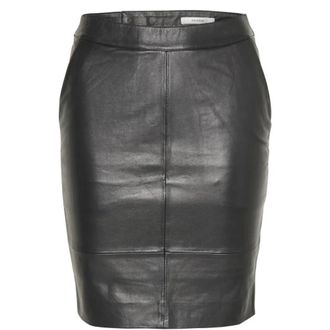 Gestuz Klassischer Lederrock mit Rei&szlig;verschluss - - Skirts - Damen - Schwarzk - S