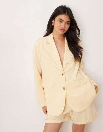Vila Mix & Match - Eleganter Blazer in blassem Bananengelb, Kombiteil
