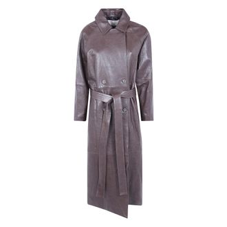 Magda Butrym Leder Mantel - - Coats - Damen - Braun - XS