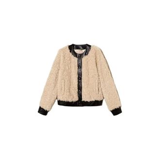 Twinset Femme, Vestes, Beige, Taille: 38 FR Vestes en fausse fourrure et peau lain&eacute;e