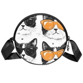 Generic Petit sac &agrave; bandouli&egrave;re rond pour femme, sac &agrave; bandouli&egrave;re tendance hipster avec fermeture &eacute;clair, bretelles r&eacute;glables, sac &agrave; main rond d&eacute;contract&eacute; po