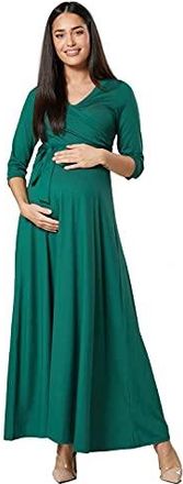 Happy Mama Femme Aérée Robe Maxi Maternité dallaitement. Manches 3/4 608p (Vert, 36, S)