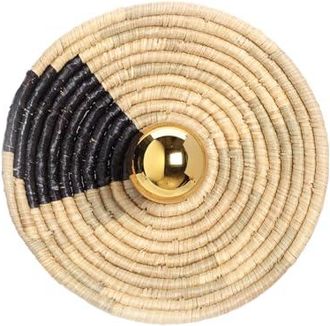 Lussiol Lussiol - luminaire Booty, applique murale boh&egrave;me, naturelle, hygge - applique int&eacute;rieure d&eacute;corative en seagrass tress&eacute;e naturelle - support m&eacute;tal noi