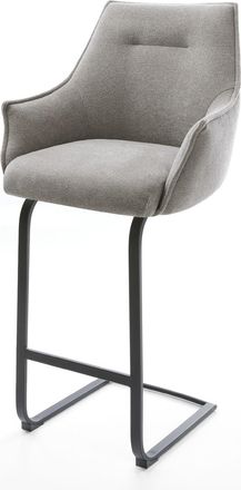 DELIFE Barstuhl Alja-Flex Strukturstoff Soft Grau Freischwinger Flach Metall Schwarz Taschenfederkern, Barst&uuml;hle