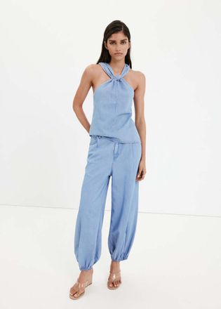 Mango Jean bouffant taille haute bleu clair - Femme - 32 - MANGO