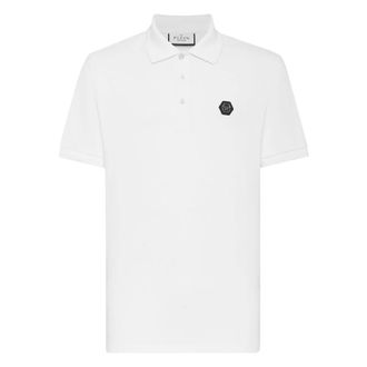 Philipp Plein Homme, Tops, Blanc, Taille: 3XL Polo Slim Fit MC Skull&Bones