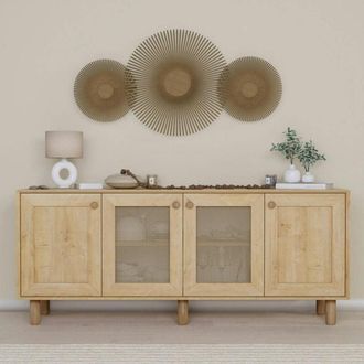 Pier Import Buffet salle &agrave; manger moderne effet bois d&eacute;tail cannage VAREN