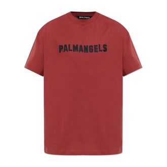 Palm Angels Logo T-Shirt - - Tops - Herren - Rot - M