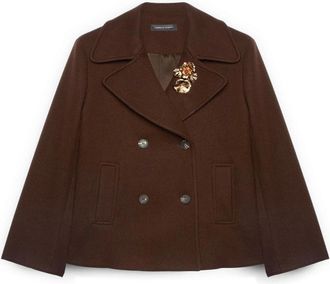 Fiorella Rubino Femme, Manteaux, Brun, Taille: 52 FR Veste crois&eacute;e avec Maxi Broche