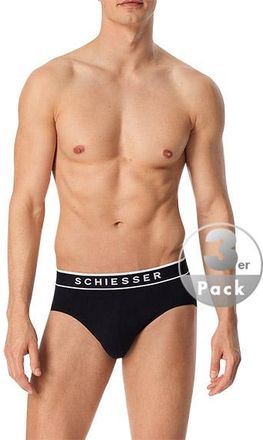 Schiesser Herren Slips schwarz Baumwolle unifarben