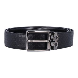 Ferragamo Wendbarer Gancini-G&uuml;rtel mit Gunmetal-Schlie&szlig;e - - Accessories - Herren - Schwarzk - 95 CM
