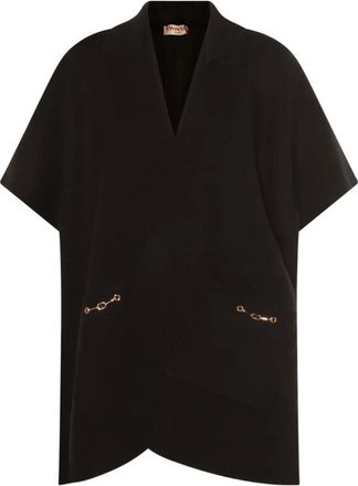 Twin-Set Gerippte Jacke mit Kettendetail - Schwarz